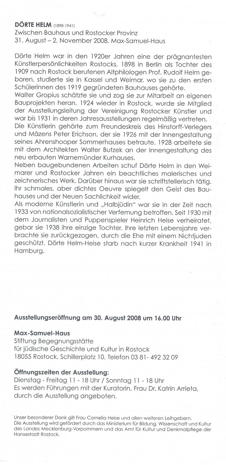 Max Samuel Haus Rostock 2008 - Dörte Helm